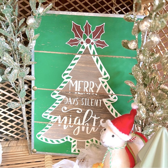 Holiday | New Merry Days Silent Nights Christmas Tree Wood Sign | Poshmark